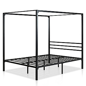 ZINUS Patricia Black Metal Canopy Platform Bed Frame / Mattress Foundation with Steel Slat Support / No Box Spring Needed / Easy Assembly, Full