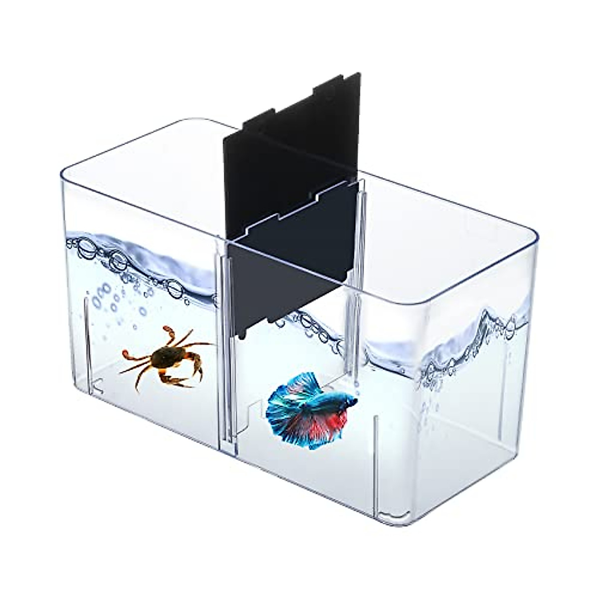 Mini Fish Tank, 3-in-1 Small Betta Bow Tank Stackable Tiny Aquarium Tank - Divided Compartments Beta Fish Tanks for 2 Betas - 2/5 Gallon Fish Bowl for Sea Monkeys Baby Fishes Shrimp Clownfish Guppy