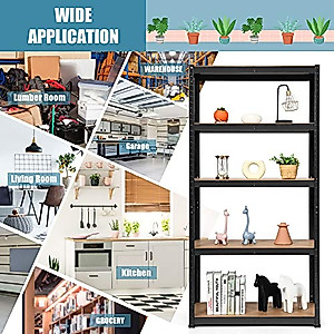 ERGOMASTER 5 Tier Utility Shelves Rack Garage Heavy Duty Steel Metal Shelving Unit with Adjustable Design, Bolt-Free Assembly & 380 LBS Wight Capacity Per Tier（Black-Set of 2）