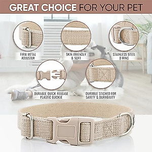 DCSP Pets - Dog Collar – Heavy-Duty Dog Collar for Small Dogs, Medium and Large – Eco-Friendly Natural Fabric – Durable and Skin-Friendly – Soft Dog Collar for All Breeds (Medium, Khaki)