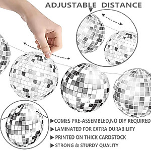 4pcs Sliver Disco Ball Party Banners 70s Disco Birthday Party Decoration Disco Ball Banner 70s Party Decoration for 1970s Disco Theme Party Supplies
