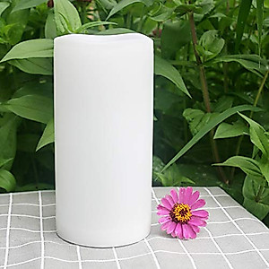 Outdoor Waterproof Large Led Flameless Candle with Remote Timer Long Lasting Battery Operated Plastic Electric Resin Pillar Candle Light for Home Garden Patio Xmas Wedding Party Decorations 4”X8”