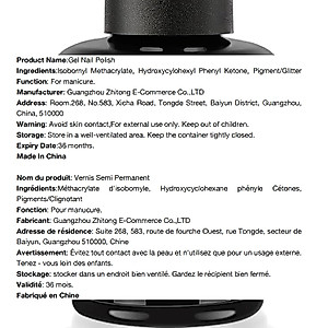 senvenski Grey Black Gel Nail Polish, White Glitter Dark Purple Charcoal Pewter Gel Polish Shimmer Crystal Gift Soak Off Set UV LED Art Varnish (CS010)