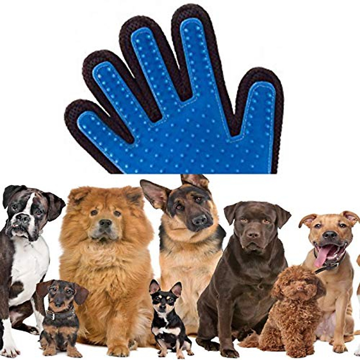 Pet Grooming Glove and Deshedding Brush - Perfect for Cat and Dog - Short and Long Hair - Gentle Pet Hair Remover Mitt - One-Size-Fits-All - 260 Soft Silicone Tips - Right Hand Product Name
