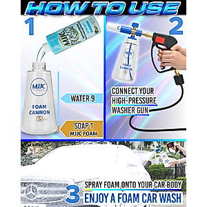 MJJC Foam Cannon S V3.0 (Thicker Snow Foam Technology) with 1/4 Inch Quick Connector for Pressure Washer, 34 oz Bottle