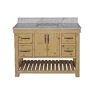 Birmingham 48-inch Bathroom Vanity (Carrara/Driftwood): Includes Driftwood Cabinet with Authentic Italian Carrara Marble Countertop and White Ceramic Sink