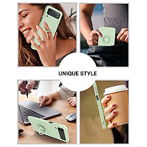 GaoBao for Samsung Galaxy Z Flip 3 5G Case, Galaxy Z Flip 3 5G Cover 6.7'', Silicone Soft Gel Rubber Bumper Shockproof Anti-Scratch Protective Case with Ring for Galaxy Z Flip3 5G 2021, Matcha Green.