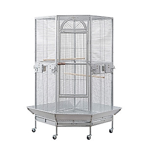 Flyline Corner Bird Cage for Cockatiel Parakeet Black and White (White Vein)