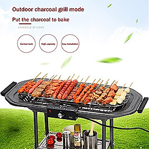 Charcoal and Electricity Dual-Purpose Barbecue Grill, Vertical Balcony Smoke-Free Barbecue Grill, Family Skewers Machine,Outdoor Cooking Camping Picnic
