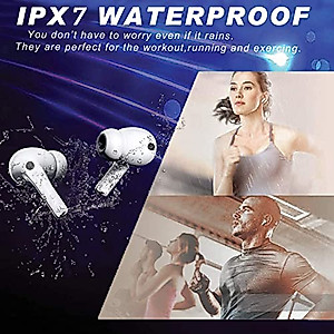 Wireless Earbuds Bluetooth 5.3 Headphones Touch Control with Charging Case IPX7 Waterproof Immersive 3D Stereo Sound in-Ear Earphones Built-in Mic Noise Cancelling for iPhone/Samsung/iOS/Android