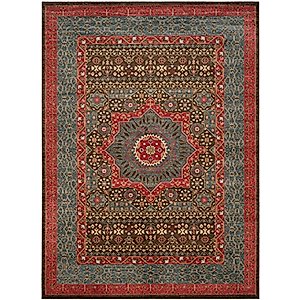 SAFAVIEH Mahal Collection 8' x 11' Navy / Red MAH620C Traditional Oriental Non-Shedding Living Room Bedroom Dining Home Office Area Rug
