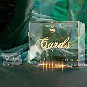 HZGUEOSTB Acrylic Wedding Card Box ,DIY Envelop Money Clear Card Box with Lock Strip Light and Rhinestone Tape,Large Acrylic Wedding Card Boxes for Reception Graduation Birthday Baby Shower (style3)
