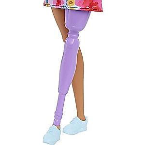 Barbie Fashionistas Doll #189 with Prosthetic Leg, Pink Hair, Floral Dress, Sneakers & Sunglasses Accessory