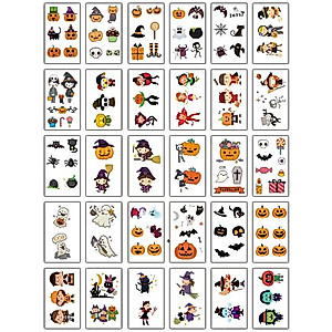120PCS Halloween children's tattoo stickers for party decorations, cartoon Halloween tattoo stickers, cute children's tattoo stickers, pumpkin, spider, bat funny stickers………