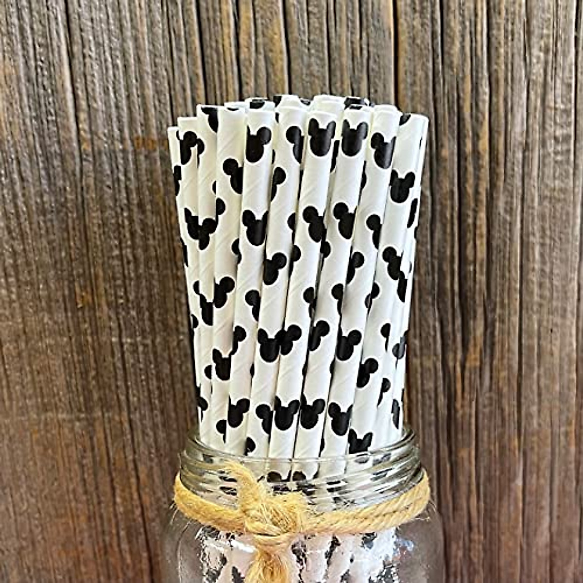 Mickey Mouse Inspired Paper Straws - Black White - 100 Pack - Outside the Box Papers Brand