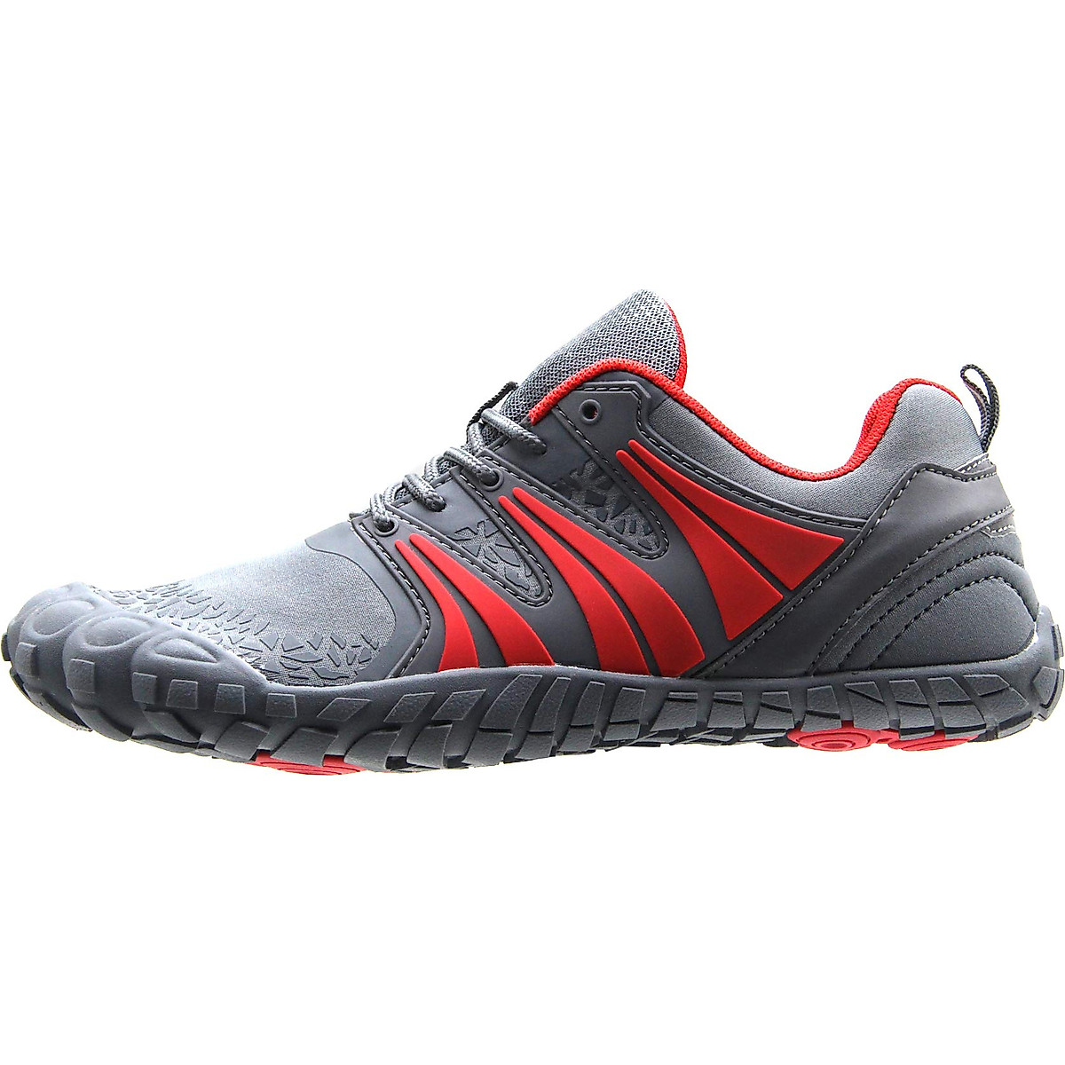 Oranginer Men's Barefoot Shoes Big Toe Box Minimalist Running Shoes for Tennis Run Walk Athletic Gray/Red Size 10