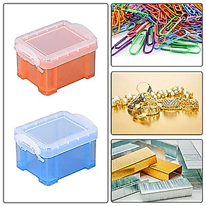 QianDanS 6 Pack Mini Storage Boxes Plastic Storage Box Organiser Boxes with Lid Small Storage Bin Boxes for Storing Paper Clips Staples Beads Earrings Rings