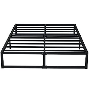 EMODA 12 Inch King Size Bed Frame No Box Spring Needed, Heavy Duty Metal Platform with Steel Slats, Noise Free, Easy Assembly, Black