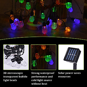 SLASHOME Solar String Lights Outdoor, 28.8Ft 30LED Waterproof Globe Fairy Lights, Solar Powered Lights with 8 Modes Light for Garden Porch Party Decor