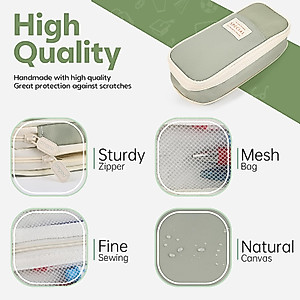 HESEE Pencil Case, Large Capacity Aesthetic Pencil Cases with Durable Zipper, Big Stationery Pencil Pouch for Women & Men, Adults Portable Storage Organizer Bag for College, office, Travel (Green)