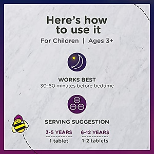 Zarbee's Kids 1mg Melatonin Chewable Tablet, Drug-Free & Effective Sleep Supplement, Easy to Take Natural Grape Flavor Tablets for Children Ages 3 and Up, 30 Count