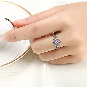 Women Vintage Gemstone Ring CZ Simulated Diamond Engagement Ring Bridal Wedding Band Party Rings (A, 8)