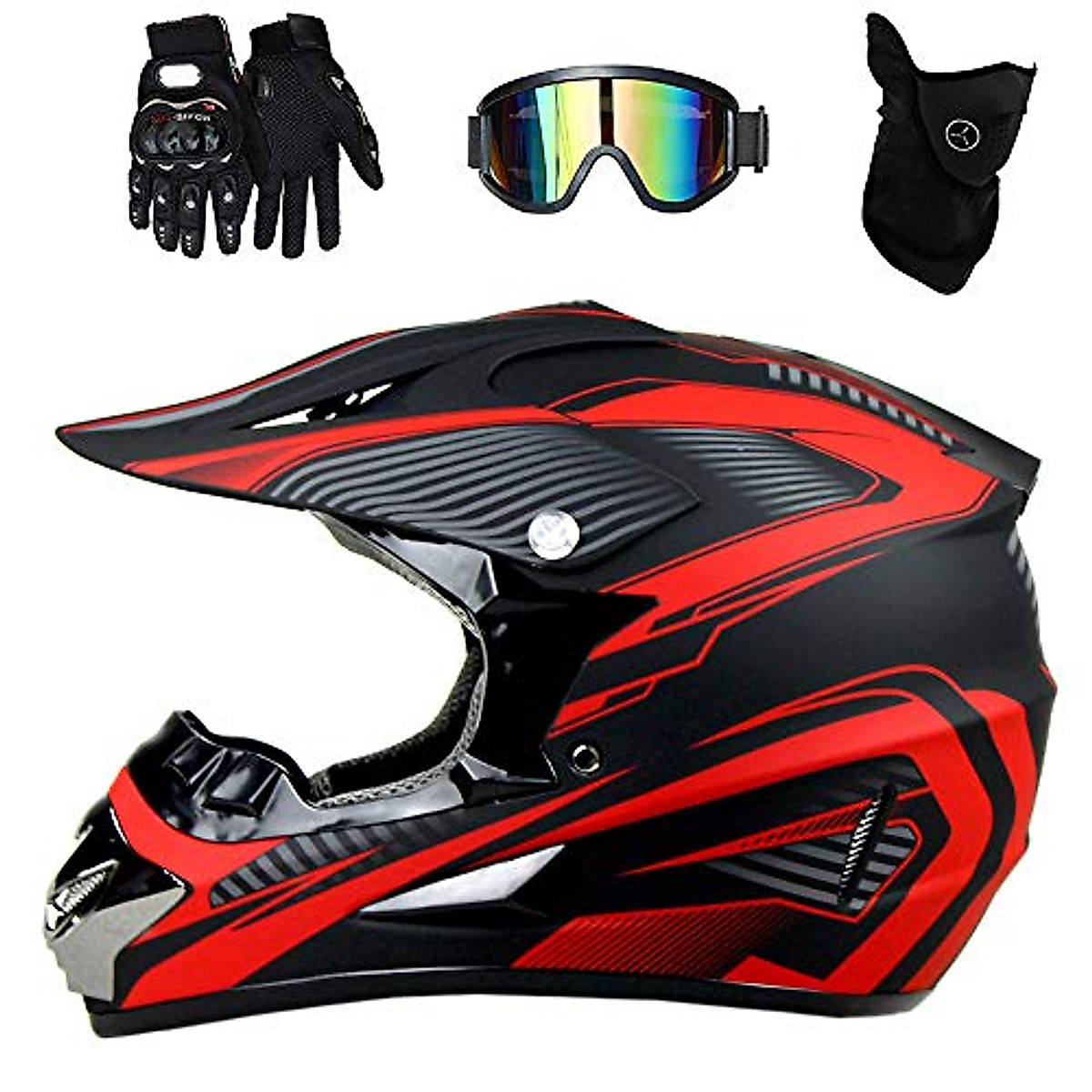 TRIPERSON Dirt Bike Off-Road Motocross ATV Motorcycle Helmet for Men Women,Professional Competition Helmet DOT Certified (Red, X-Large)