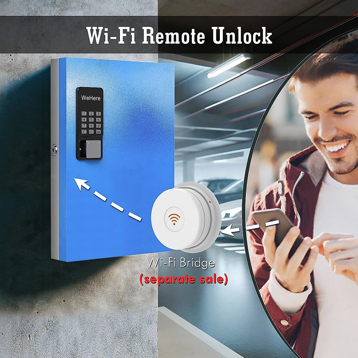 DiDiHere 32 Key Lock Box, Smart Key Cabinet Wall Mount, 4-Ways Unlocking, Key Organizer Security Storage, Key Safe Lockbox Holder for Valets, Hotels, Car, House Keys,, Blue