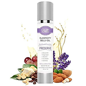 Belli Skincare Elasticity Belly Oil, Pregnancy Scar & Stretchmark protection, Vitamin E for Healthy Skin | OB/GYN & Dermatologist Recommended – 3.8 oz