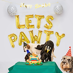 KatchOn, Lets Pawty Balloons Gold - 16 Inch | Lets Pawty Banner, Pawty Birthday Decorations | Dog Birthday Balloons, Lets Pawty Birthday Decorations | Dog Birthday Banner, Dog Birthday Party Supplies