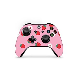 ZOOMHITSKINS Controller Skin Compatible with X1 S and X1 X, Vinyl Sticker Technology, Strawberries Pink Red Flower Cute Cartoon, Durable, Bubble-free, Goo-free, 1 Skin, Made in The USA