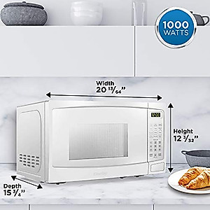Danby DBMW1120BWW 1.1 Cu.Ft. Countertop Microwave In White - 1000 Watts, Family Size Microwave With Push Button Door
