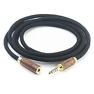NewFantasia 4.4mm Balanced Male to 4.4mm Balanced Female Headphone Audio Adapter Cable 4.4mm male to 4.4mm Female Extension Cord 6N OCC Copper Single Crystal Silver Plated Wire Walnut Wood Shell 4.9ft