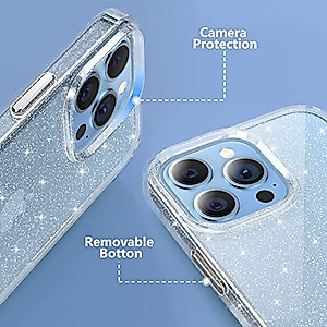 Compatible for iPhone 13 Pro Glitter Case Clear Crystal, Not Yellowing Shockproof Protection iPhone 13 Pro Glitter Case, Slim Thin Cover for Women & Girls 6.1P'', Sparkly Clear