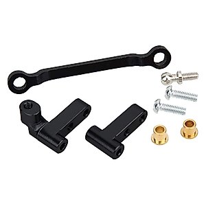 Woyisisi RC Steering Assembly, Aluminum Alloy Steering Assembly Kit Accessory Fit for WL A959 A979 A969 1/18 RC Car(Black)