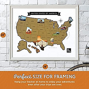 SEE MANY PLACES 28x22" USA Scratch Off Travel Map with Gold Foiling