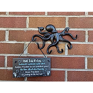 ChasBete Coat Hooks Wall Mounted Key Holder, Retro Octopus Towel Hooks for Bathrooms, Heavy Duty Wall Hooks Decorative- 2Pcs