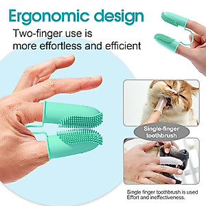 VVHOMIFE Two Finger Toothbrush for Dogs, Cat Toothbrush Two Finger, Double Cleaning Strength, Double The Efficiency, Efficient Teeth Cleaning, Ergonomic, Ring Bristle, Easier to Use. (2-pcs, Blue)