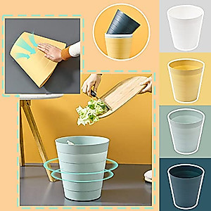 Round Stackable Plastic Large Volume Trash Can, Highly Elastic Wastebasket 9L Garbage Container Anti-Extrusion Tear Resistance Bin (Yellow)