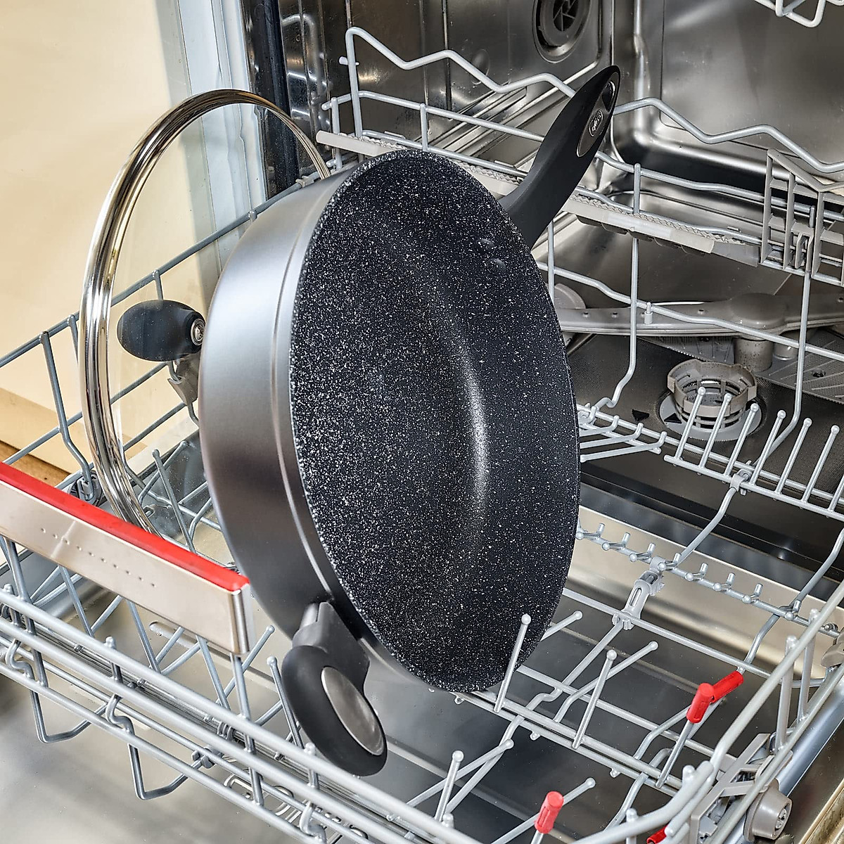 Zyliss Cook Non-Stick Forged Saut茅 Pan with Glass Lid, Aluminium, Black, 53.9 x 29 x 15.6 cm