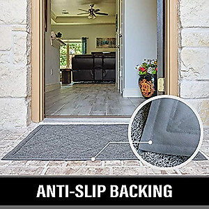 Sierra Concepts Large Cat Litter Mat 36"x24" - Kitty Box Pet Food Bowl Trapping Dirt, Soft on Paws Feeding Accessories, Waterproof, Anti Slip, Floor Door Mats Low Profile Heavy Duty Durable, Gray