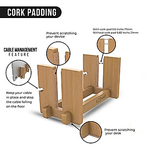 Kothar Wooden Vertical Laptop Stand for Desk, Vertical Laptop Holder, Bamboo, Desktop Dock for Apple MacBook, Microsoft Surface, iPad, Tablets and More