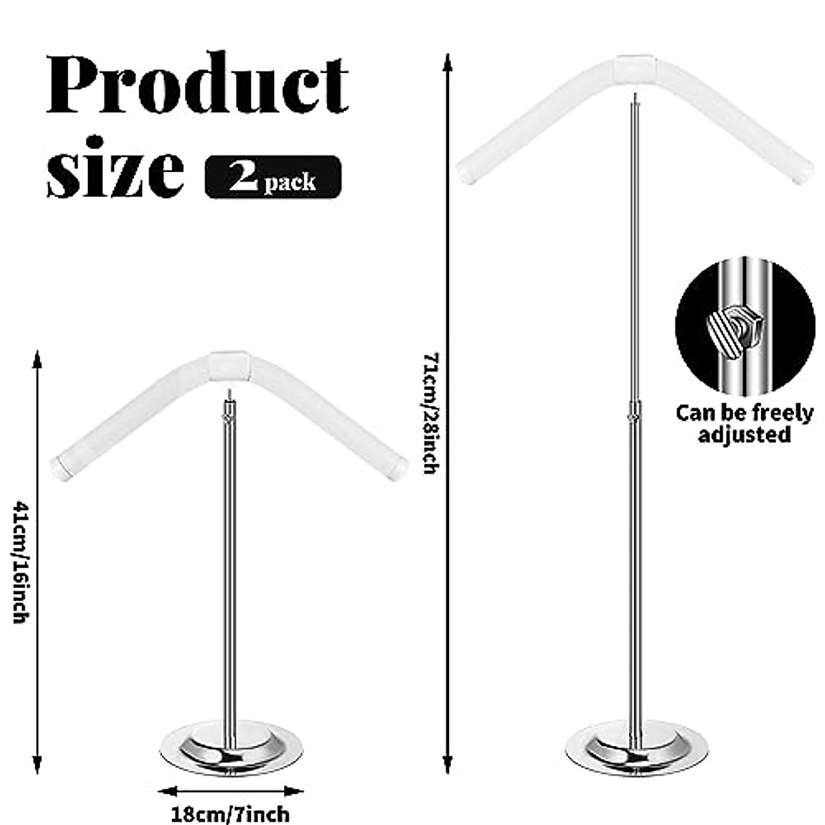 Amyhill Flexible Shoulder Stand Adult Adjustable T Shirt Display for Vendors Black Metal Clothes Hanger Rack Portable Hanging Clothing Display for Drying Iron Steaming Garment Coat Holder (2 Pieces)