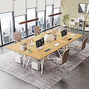 Tribesigns 6FT Conference Table for 6-8 People, Large Rectangular Meeting Room Table, Modern Seminar Table Boardroom Desk with Metal Frame for Office Conference Room, 70.86" L x 31.49" W x 29.52" H