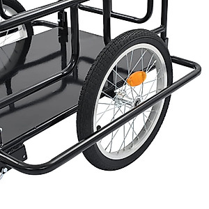 YEZIYIYFOB Bike Cargo Trailer with Universal Bike Hitch Bicycle Wagon Trailer Large Loading Bike Trailer Storage Cart with 15.4" Wheels & Reflectors