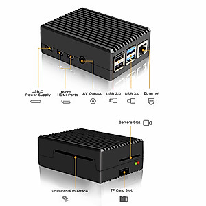 Geekworm for Raspberry Pi 4 Aluminum Case, Heavy Duty Passive Cooling Metal Case/Housing with Heatsink Pillar Compatible with Raspberry Pi 4 Model B Only-Black (P173)