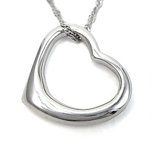 Pearl of Dream Perfect Love Open Heart [Large Size] Sterling Silver Pendant Necklace