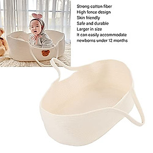 Baby Sleeping Basket, Foldable Safety Baby Carry Basket Portable Newborn Carrying Basket (White)