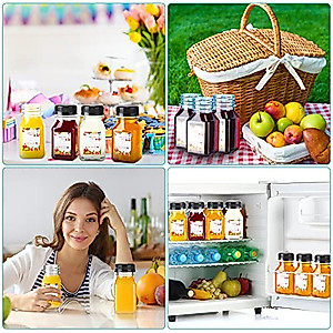 Potchen 100 Pcs 4 oz Empty Plastic Juice Bottles with Caps Mini Clear PET Water Reusable Drink Containers Lids for Juice, Smoothie, Milk, Tea and Homemade Beverages Labels, Funnels Brush