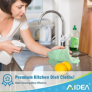 AIDEA Kitchen Dish Cloth - 12 Pack, Super Absorbent Coral Fleece Dish Cloths, No Odor Reusable Dish Cloth, Premium Microfiber Cleaning Cloths, Nonstick Oil Washable Fast Drying 6.3" x10.4"